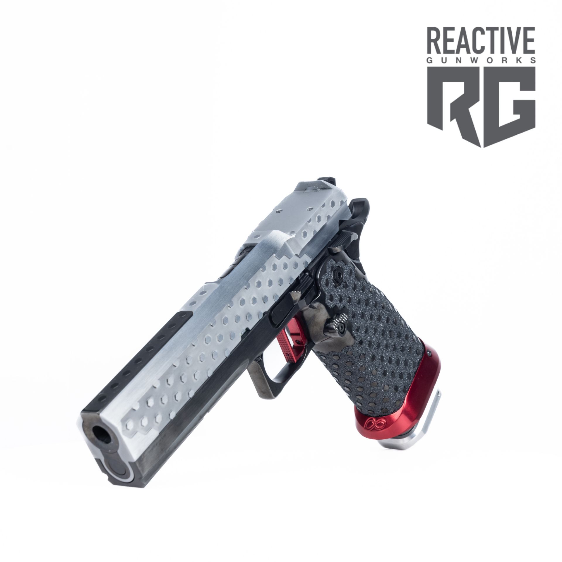 SVI Infinity IED Silver Red 5" 9mm | Reactive Gunworks | Reactive Gunworks